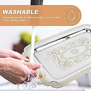 Cabilock Rectangular Serving Tray Serving Tray with Handles Nordic Serving Platter Stainless Steel Food Trays Stainless Steel Tea