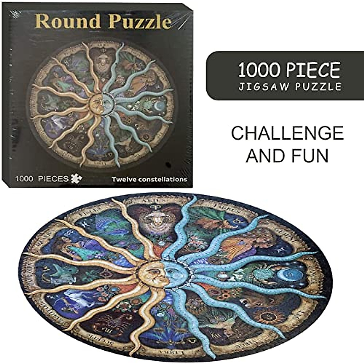 Round Jigsaw Puzzle Educational Game Large 26 Inch 1000 Pieces (Constellation)