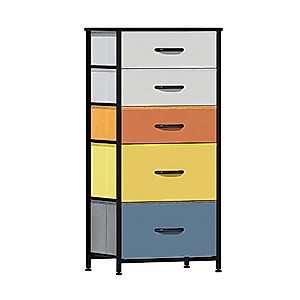 LLappuil Small Dresser for Closet, Kids Dresser for Bedroom, Tall Skinny Dresser with 5 Drawers, Fabric Dresser Chest of Drawers, Vertical Storage Dresser Tower for Socks, Narrow Spaces, Multicolor
