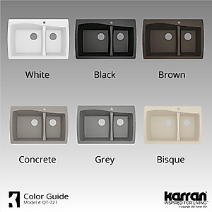 Karran QT-721 Drop-In Quartz Composite 34 in. 1-Hole 60/40 Double Bowl Kitchen Sink in Bisque