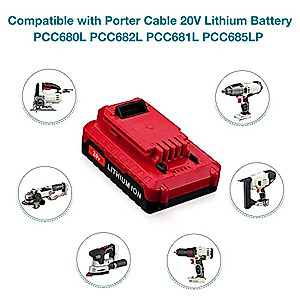 ORHFS 2 Pack 3.0Ah 20V MAX Li-ion Replacement Battery Compatible with Porter Cable 20V Cordless Power Tools Battery PCC685L PCC680L PCC682L PCC685LP