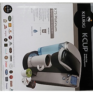 Keurig K75 Platinum Single-Cup Home-Brewing System with Water Filter Kit, One Size, Silver/Platinum