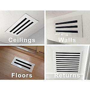 BUILDMART - 14x6 Modern AC Vent Cover - Decorative White Air Vent - Standard Linear Slot Diffuser - Register Grille for Ceiling, Walls & Floors - Texas Buildmart