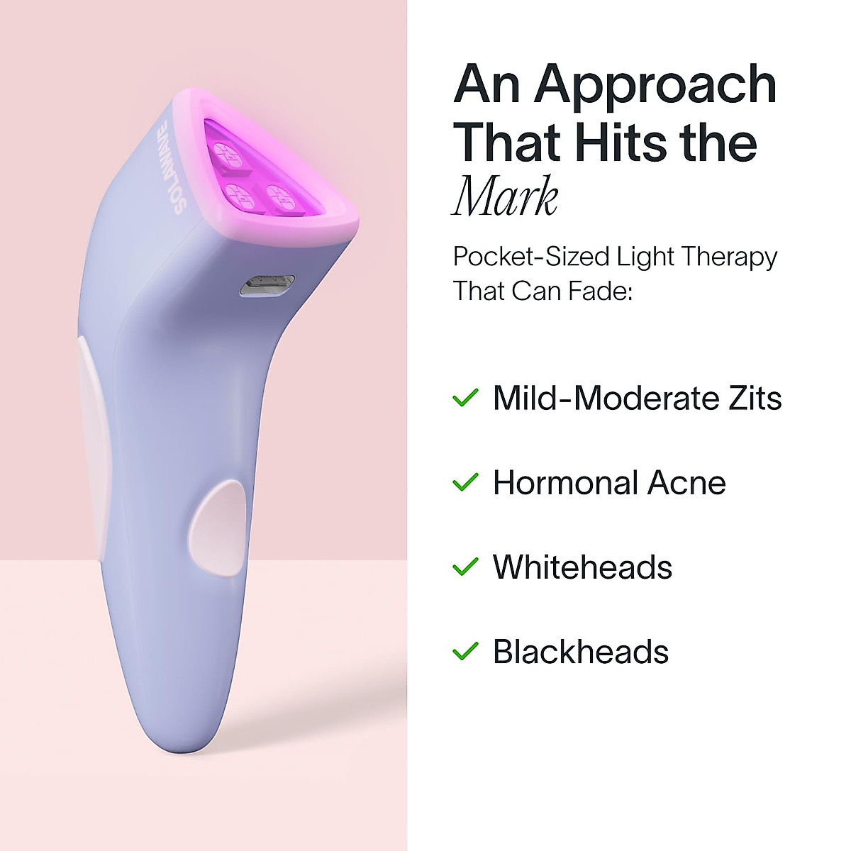 Solawave Bye Acne: 3-Minute Pimple Spot Treatment with Blue Light Therapy and Red Light Therapy - Handheld Device for Breakouts and Face Care