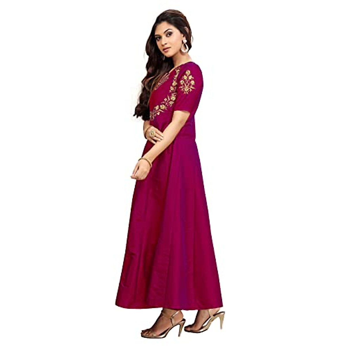 TRENDMALLS Women's Cotton Anarkali Kurti (-Latest-Stylish-Cotton-Anarkali-Ethnic-Embroidery-Gown-kurti-Designer-Stitched) (as1, alpha, s, regular, regular, Purple)