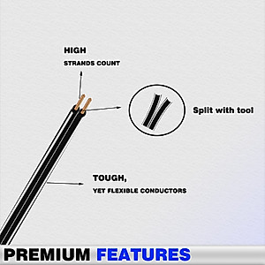 Aniai Low Voltage Landscape Wire,UL List 18/2 SPT-1 250FT Electrical Wire,for Light and Lamp Extension Cable