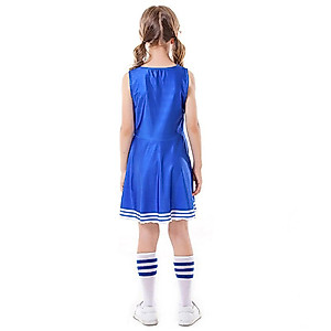 Hotfiary Cheerleader Outfit for Girls Toddler Halloween Cheerleading Outfit with Cheer Pompoms&Socks Dress for Party Sports