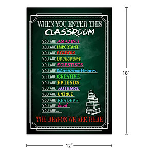 XJF Classroom Rules Poster,12" x 18" Motivational Classroom Poster,Back to School Classroom Decorations,When You Enter This Classroom Poster,Motivational Poster for Kindergarten,Elementary,High School