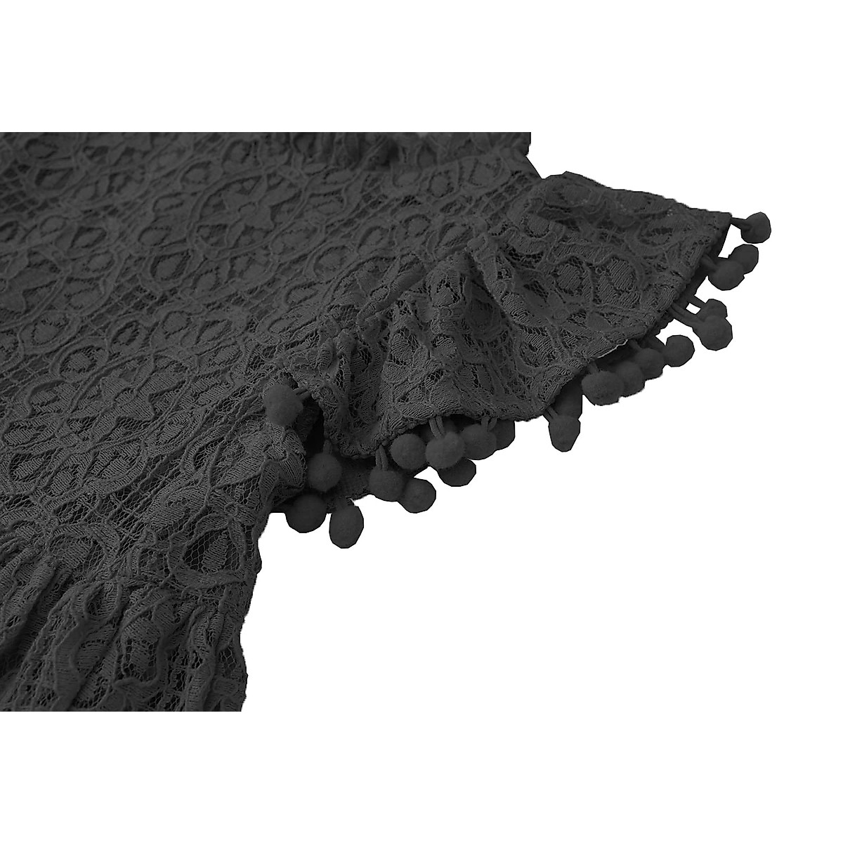 JNKLWPJS Toddler Girls Hollow Lace Pom Pom Flutter Sleeve Princess Party Dress Black 90CM