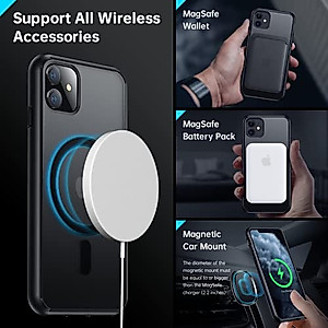 Meifigno Magnetic Case for iPhone 11 Case, [Military Grade Drop Tested & Comaptible with Magsafe], Translucent Matte PC with Soft Edges, Shockproof Phone Case for iPhone 11 6.1 inch (2019), Black