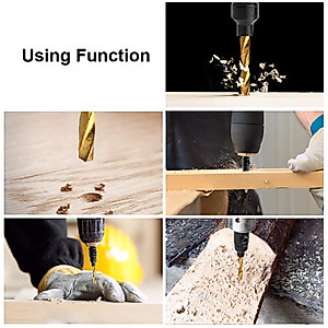 Countersink Drill Bit Set, 1/4 inch Hex Shank Countersink Drill Bit, Power Tools Accessories for Plastic, Metal, Woodworking Tool by Power Drill 5Pcs/Set #5, 6, 8, 10, and #13 (Gold)