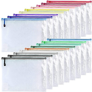 Oaimyy-18 Pcs,3"x 5",Plastic Mesh Zipper Pouch Document Folders Bag Zipper Zip File Folders for Office Supplies, Travel,Organizing Storage (3"x 5" inch, Multicolor)