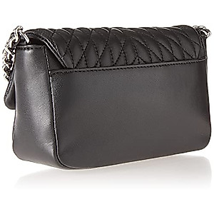 Karl Lagerfeld Paris Womens Agyness Quilted Flap Crossbody, Black/Silver, One Size US