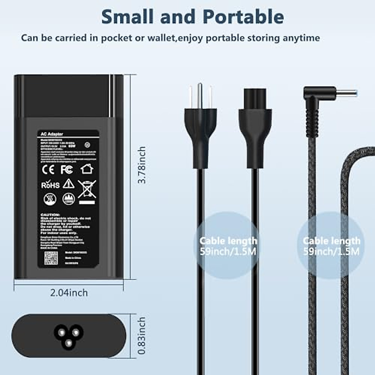 New Slim 19.5V 65W 45W for HP Laptop Charger Blue Tip,Power Supply for HP Stream 11 13 14 HP Pavilion 11 13 HP Chromebook 11 14 HP Pavilion x360 x2 11 13, HP ProBook 430 G3 G4 and More(4.5mm * 3mm)