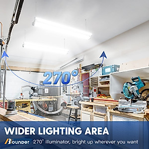 Bbounder Deformable LED Shop Light for Workshop, 6400LM 80W 4FT Utility Shop Lighting Fixture with Plug and Adjustable Panel, 5000K Daylight, Hanging or Flush Mount for Shop, Garage, Workbench, 1 Pack