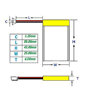 BrightTea 3.7V 800mAh Lithium Ion Polymer Battery Rechargeable Battery Li-ion Li-Po