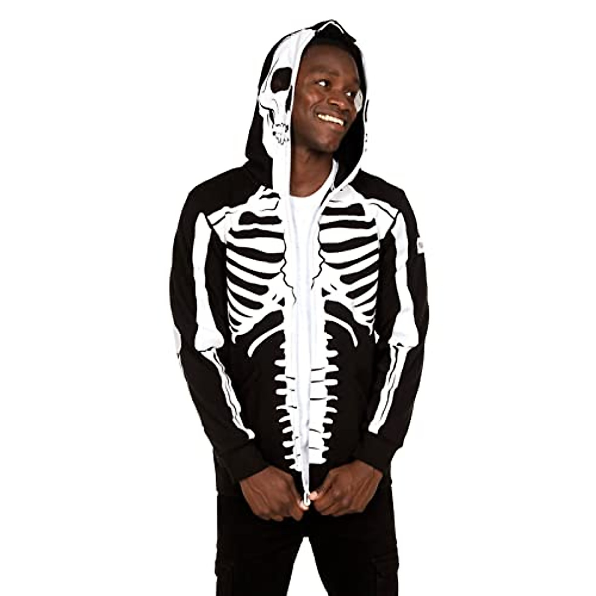 Tipsy Elves Casual Skeleton Hoodie Black White Halloween Costume Size Medium