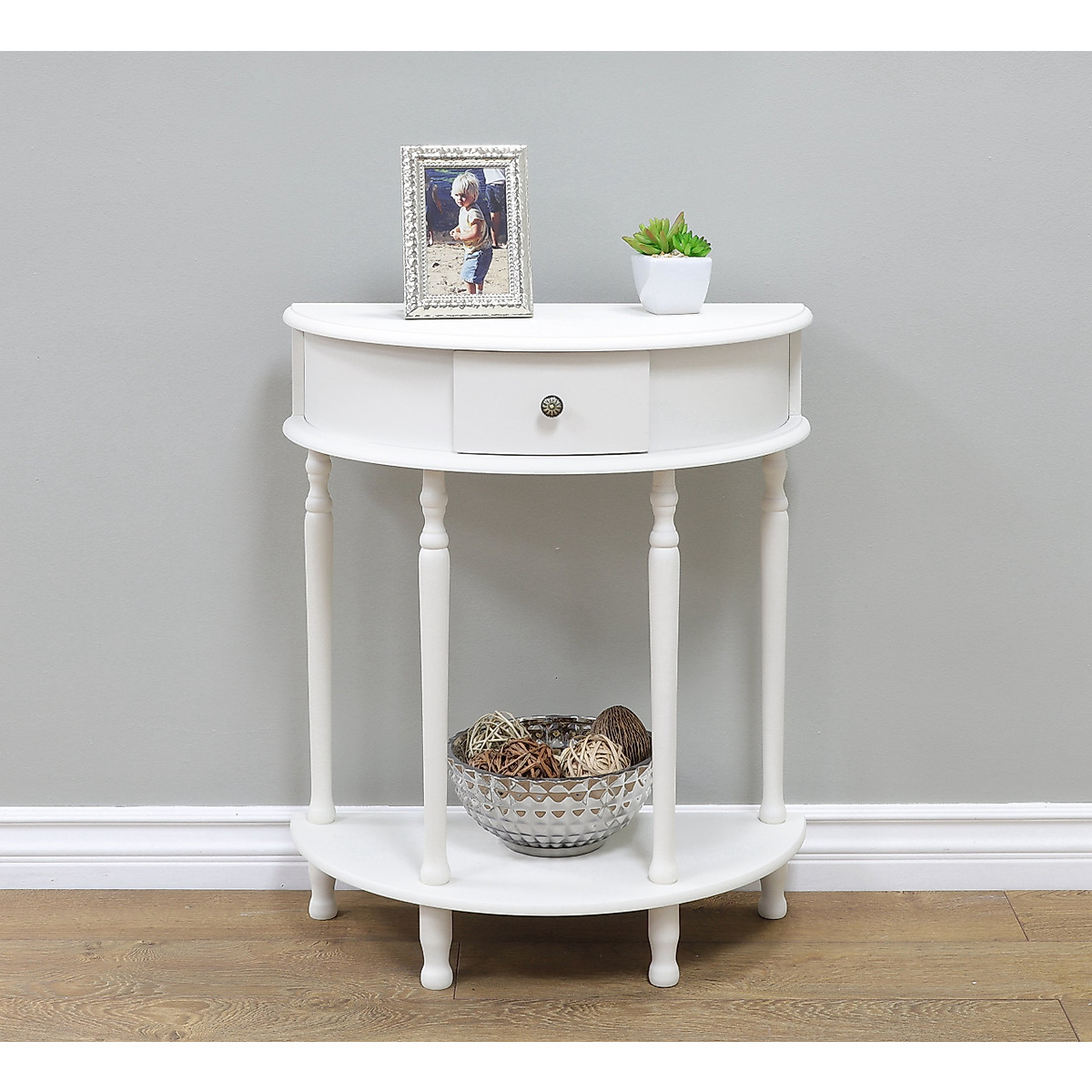 Frenchi Home Furnishing Canterbury End Table, 23.2 in x 11.62 in x 28.57 in, White