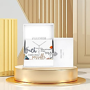 PRAYMOS Sterling Silver Faith Cross Necklace for Women Dainty Necklace Mothers Day Gifts Christian Religious Confirmation Jewelry Gifts for Women