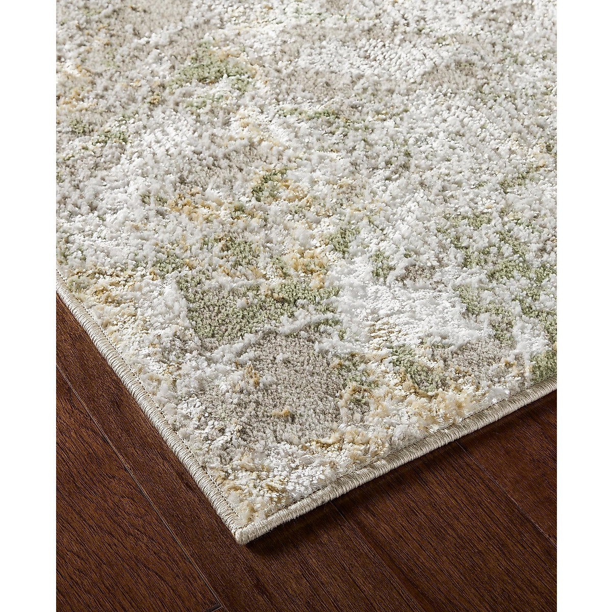TOWN & COUNTRY LUXE Opaline Bold Marble Area Rug with Glam Metallic Ribbed Texture Pile, Sage Green, 7'10"x10'2"