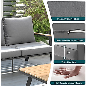 Yoneesn Aluminum Patio Loveseat 2 Seat Outdoor Sofa All Weather Indoor or Outdoor Sofa for 2 Outdoor Deck Couch, Dark Grey