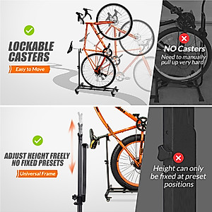 Sttoraboks Vertical Bike Stand, Freestanding Indoor Bike Storage Rack Upright Bicycle Floor Stand Indoor Bike Holder with Adjustable Height for Garage & Apartment - for Wheels Sizes up to 29”
