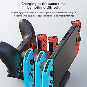 iFCOW Controller Charger for Switch Joy-Cons 6-in-1 Charging Dock Station with LED Indicators