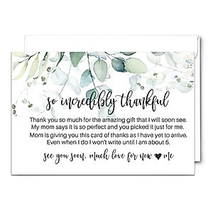 Paper Clever Party Greenery Baby Shower Thank You Cards with Envelopes - 25 Pack - 4x6 Blank Notes with Prefilled Message from Baby Girl - Rustic Eucalyptus Design Stationery Set