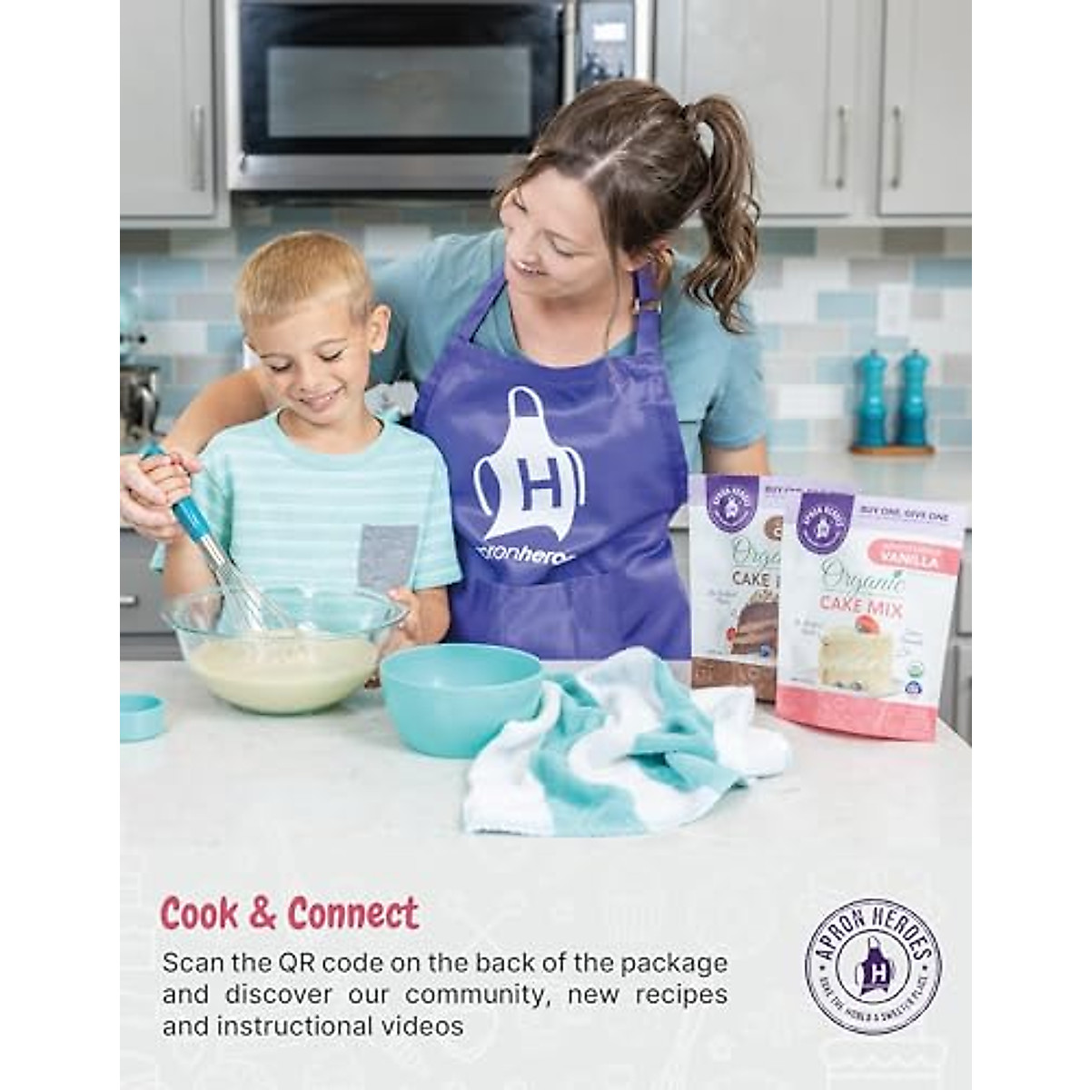 APRON HEROES - Organic Cake Mix, Vanilla, No Artificial Flavors, Homemade Taste, Delicious, Organic, & Natural Ingredients, Baking Mix, Cupcake Mix and, Cake Mix, Organic Food, ADVENTUROUS VANILLA - Pack of 1