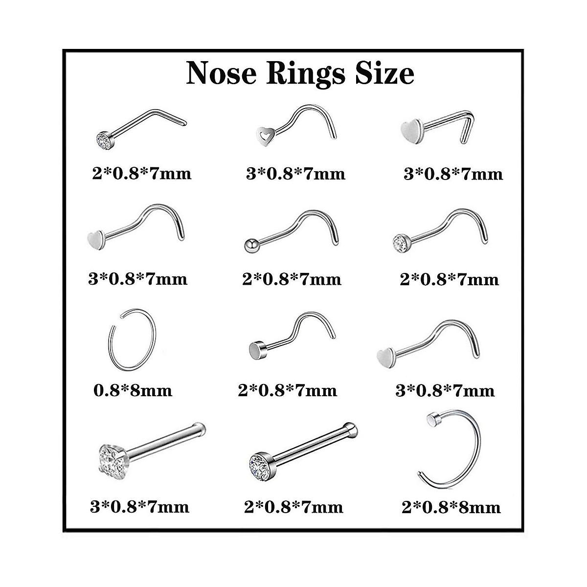 SLVIEKAE 18 Pcs Nose Piercing Kit, Disposable Nose Piercing Kit Self Nose Piercing Kit, at Home Nose Piercing Kit with L Shaped Stud (18 Pack)