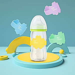 Baby Bottle Labels for Daycare,Original Flower Design for Write and Reuse Baby Bottle Labels 6 Packs use to fit for Dr.Brown 4 Ounce and All Other Bottles