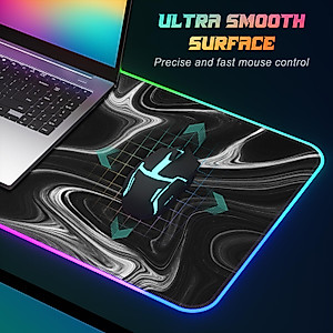 ITNRSIIET RGB Gaming Mouse Pad, Full Desk XL Extended Large Gaming Mousepad, 12 Lighting Modes, 30% Thicker, Big LED Desk Mat for Keyboard Computer Men Gamers, 32" x 12", Abstract Black and White