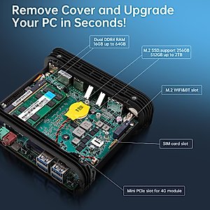 VNOPN Mini PC 11th Core i5-1145G7,Mini Computer 8GB DDR4 512GB M.2 SSD Win 11Pro, Small PC 4 Displays Support 8K/WiFi5/BT4.2/HD/DP/USB3.0 for Home/Office/Gaming