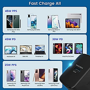 45W Super Fast Charger Type C, [2 PACK] 45 Watt USB-C Charger PD/PPS Wall Charging Block for Samsung Galaxy S23 Ultra/S23+/S22 Ultra/S22+/S22/S20 Ultra/Note 10 Plus, Galaxy Tab S8(with 2x 6.6ft Cable)