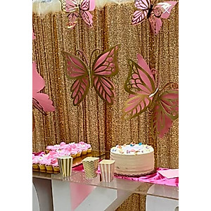 Large Butterfly Party Decoration paper Butterfly in 3 different sizes Giant butterfly Large Butterfly prop (Gold and Pink)