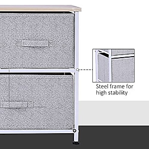 HOMCOM 40" L 5 Drawer Horizontal Storage Cube Dresser Unit Bedroom Organizer Livingroom Shelf Tower with Fabric Bins