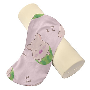 Sleeping Pig Neck Roll Pillow for Neck Relief with Removable Washable Cover - Memory Foam Round Cylinder Bolster, Ergonomically Designed for Head, Neck, Back, and Legs