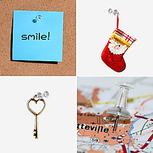 JIKIOU Push Pins Tacks 800 Count in Reusable Box, Standard Clear Thumb Tacks Steel Point and Clear Plastic Head for Wall Corkboard Map Calendar Photo Home Office Craft Projects Plastic Head Steel Pin