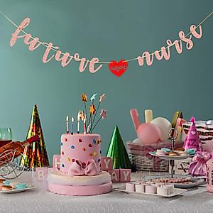 Talorine Glitter Future Nurse Banner for Nurse RN Grad - Finally Done College Graduation Party Bunting Decorations Supplies Rose Gold