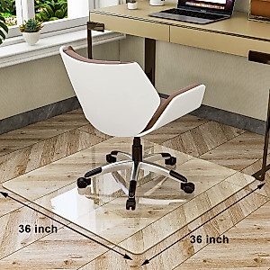 GLSLAND - 36"x 36" Glass Chair Mat/Office Chair Mat/Computer Desk Mats - 3MM Premium Tempered Glass-Hard Protect Floor Easy Glide Swivel Chairs for Carpet/Home/Office