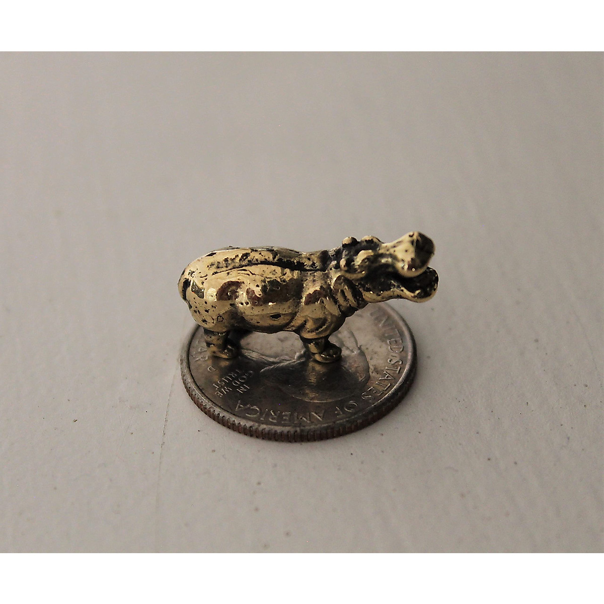 Hippopotamus Brass Collectible Hippo Figurine Handmade Art Miniature