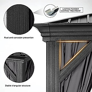 ABCCANOPY 10x10 Hardtop Gazebo - Outdoor Permanent Gazebo with Galvanized Steel Double Roof, Aluminum Pavilion with Netting and Curtain for Patio, Lawn, Garden (Double Roof, Gray)