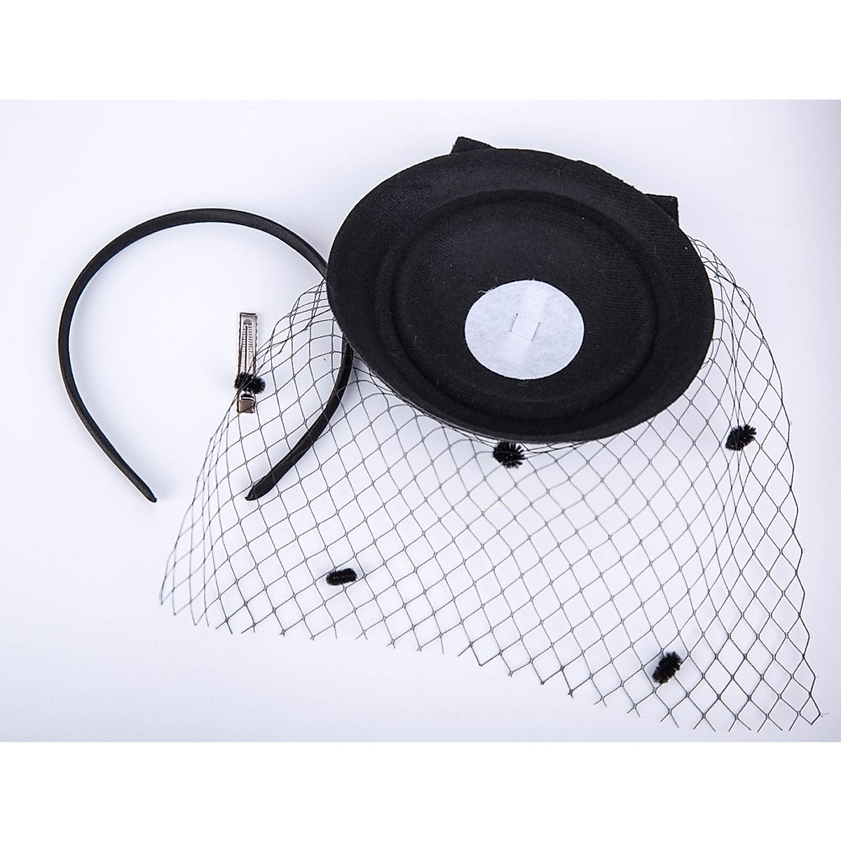 Fascinators Hats 20s 50s Hat Pillbox Hat Cocktail Tea Party Headwear with Veil for Girls and Women(C-black)