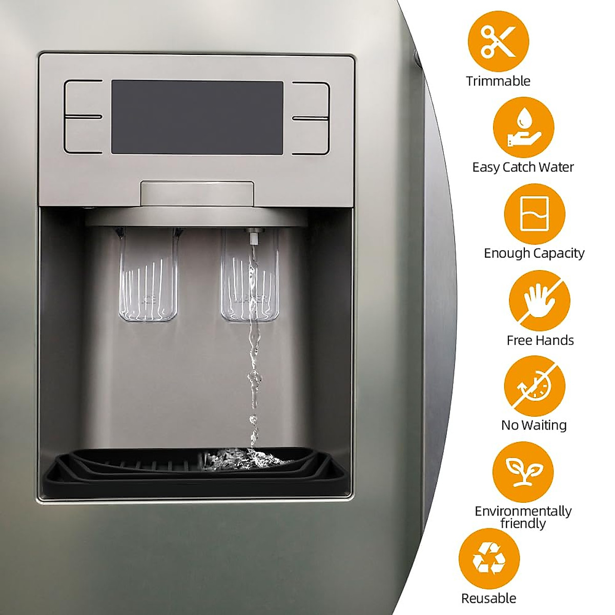 Aolso Refrigerator Drip Tray, Frige Water Drip Pan to Cuttable, Silicone Frige Water Drip Pan for Water Dispenser, Fridge, Refrigerator Accessories for Whirlpool, GE, Samsung(Black)