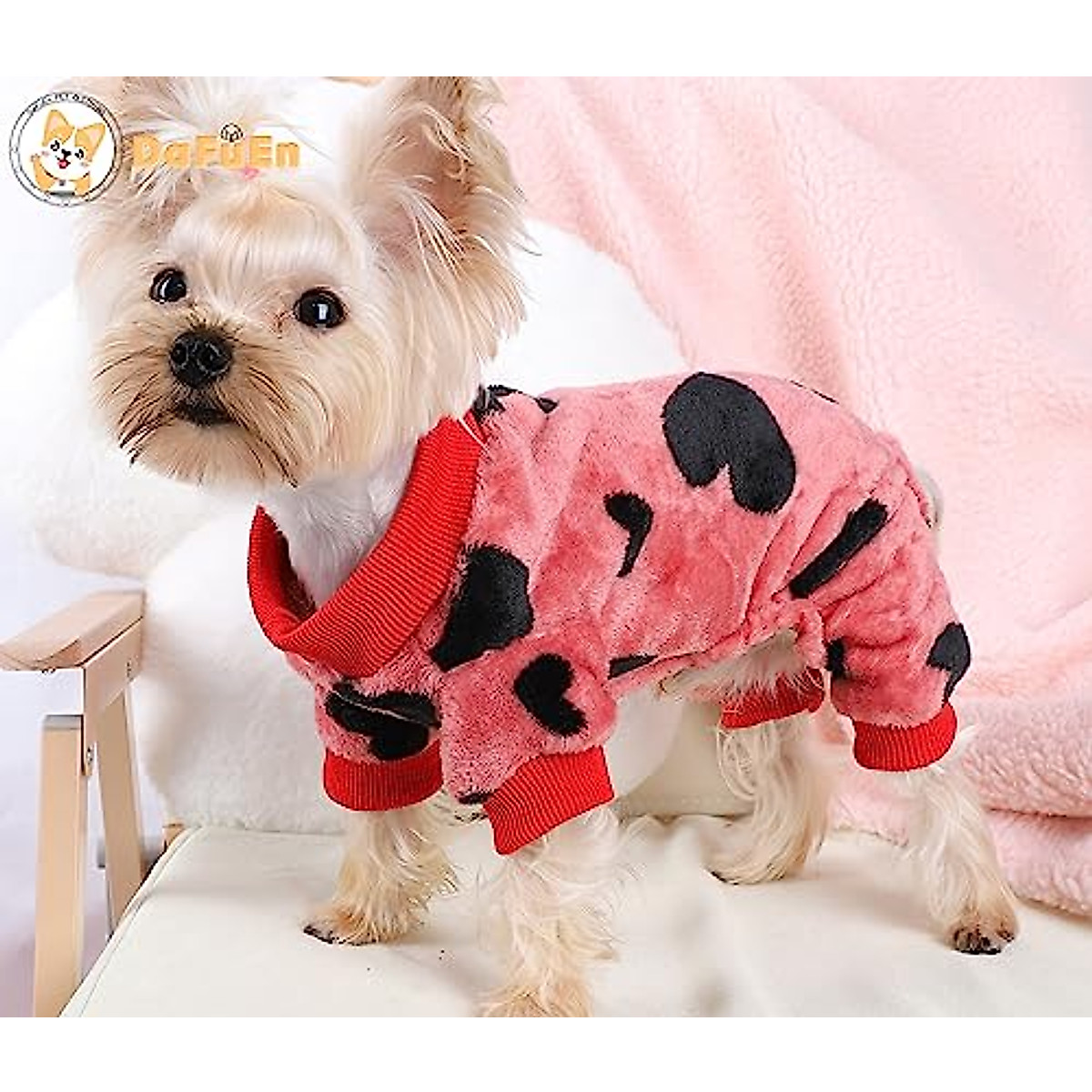 Dog Pajamas for Small Dogs Girl Boy Fall Winter Warm Dog Onesie Pjs Cold Weather Puppy 4 Legged Sweater Clothes for Chihuahua Yorkie Teacup Jumpsuit Cute Pet Outfits Apparel Coats (X-Small, Love)