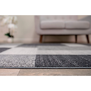 Rugshop Modern Boxes Design Non-Slip (Non-Skid) Area Rug 20" X 30" Gray