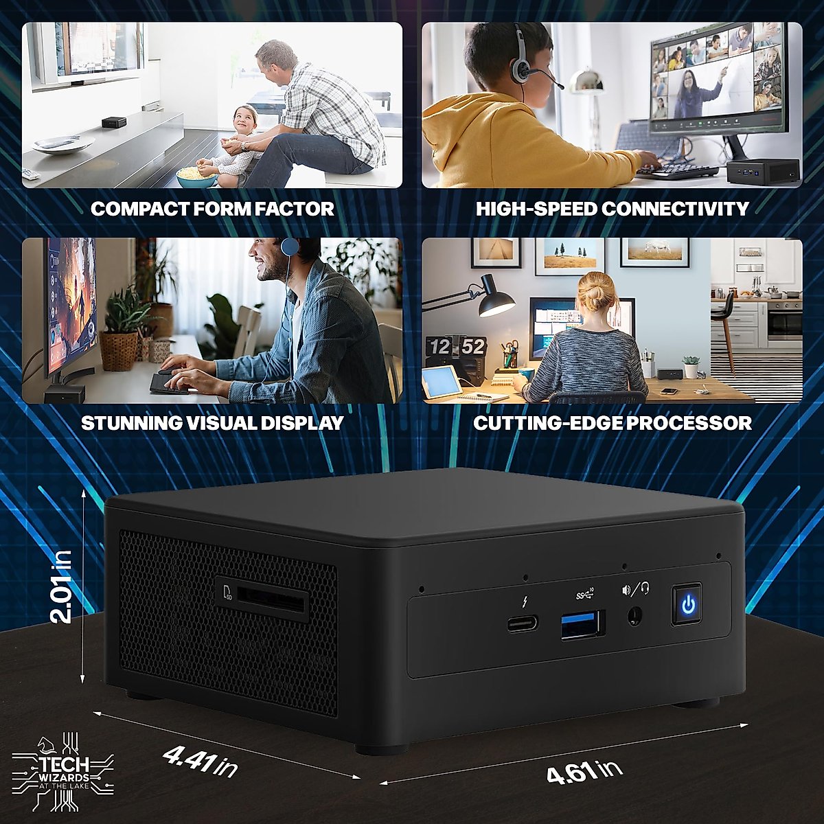 Intel NUC NUC11PAHi7 Mini PC, Quad-Core i7, NVMe SSD, 32GB RAM, 1TB NVMe, WiFi 6, BT 5.0, Thunderbolt 3, 8K Support, Quadruple Monitor Capable - The Ultimate HTPC Solution for High-Performance!