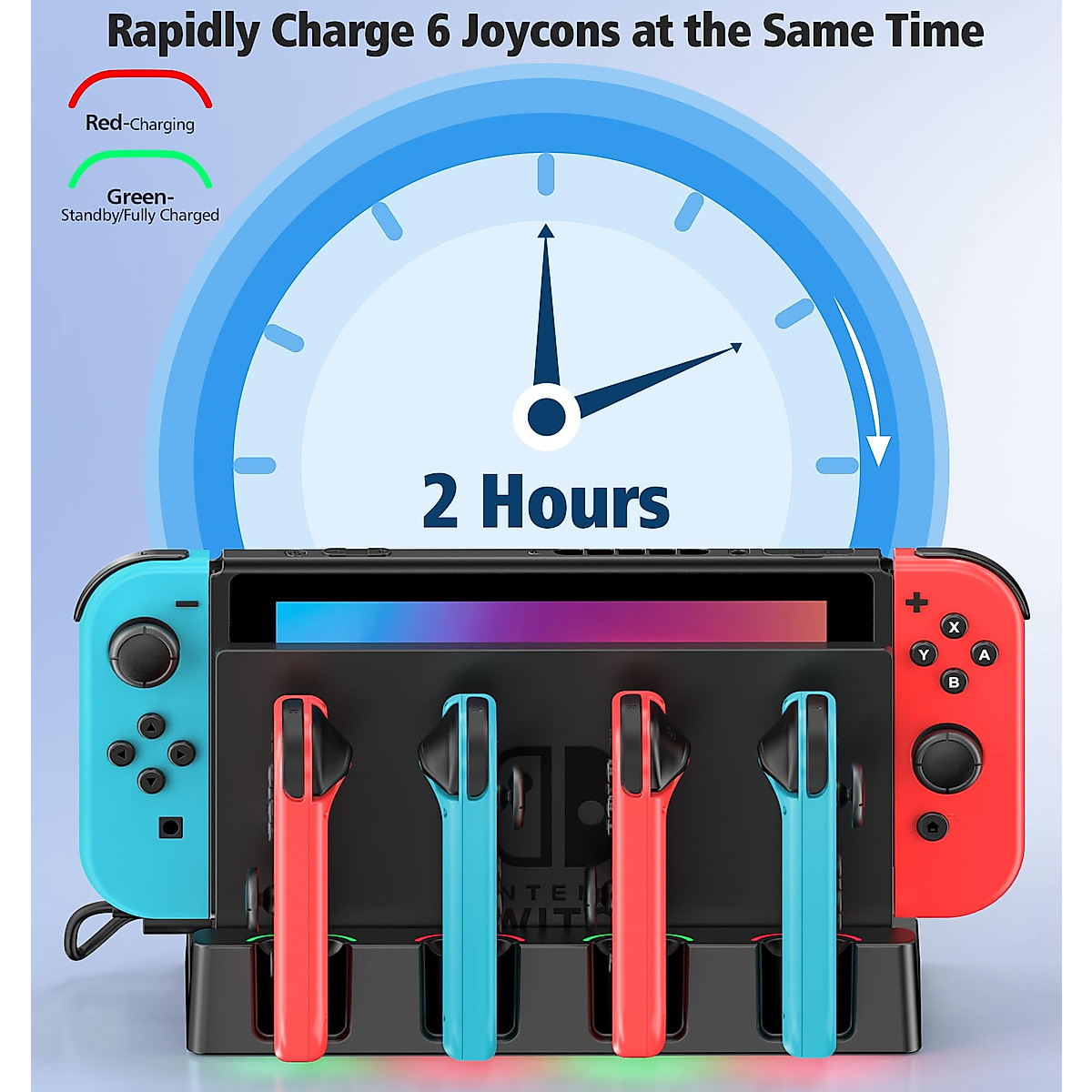 Switch Charging Dock Station with Charging Cable for Nintendo & Switch OLED Game Console, Joycon Charging Dock for Nintendo Switch, Must Have Switch Controller Joycon Charger Accessories for Gamer