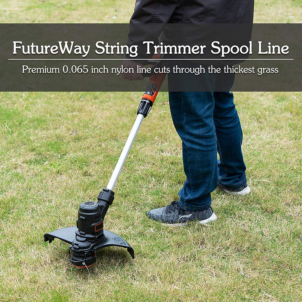 FutureWay Weed Eater Spool Compatible with Black Decker GH900 LST201 Cordless Trimmer, 0.065" 30foot Strimmer Trimmer Spools for AF-100, 6 Spools and 1 Cap