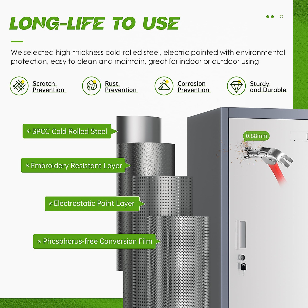 Pataku Metal Lockers for Employees, 5 Tier Storage Locker Cabinet, Steel Lockers 5 Lockable Doors for School, Gym, Office, Home(Grey,5-Tier)